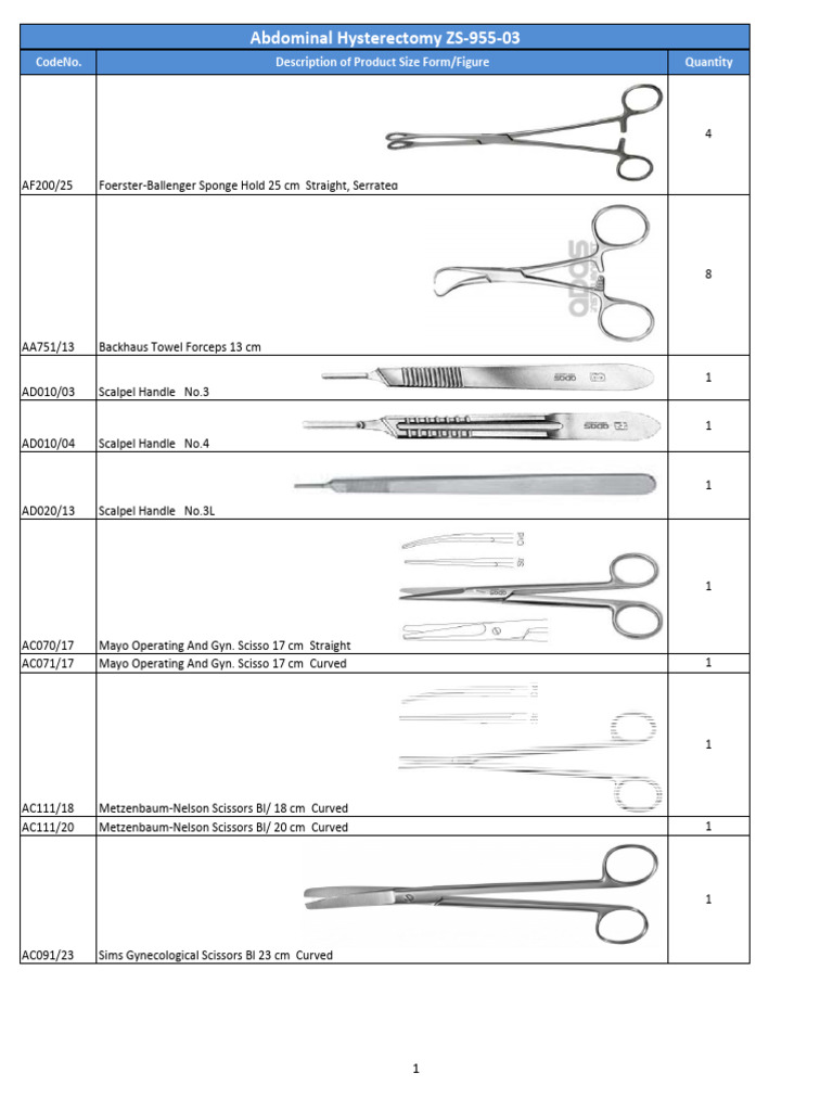 Surgical Instrument Inventory List | PDF