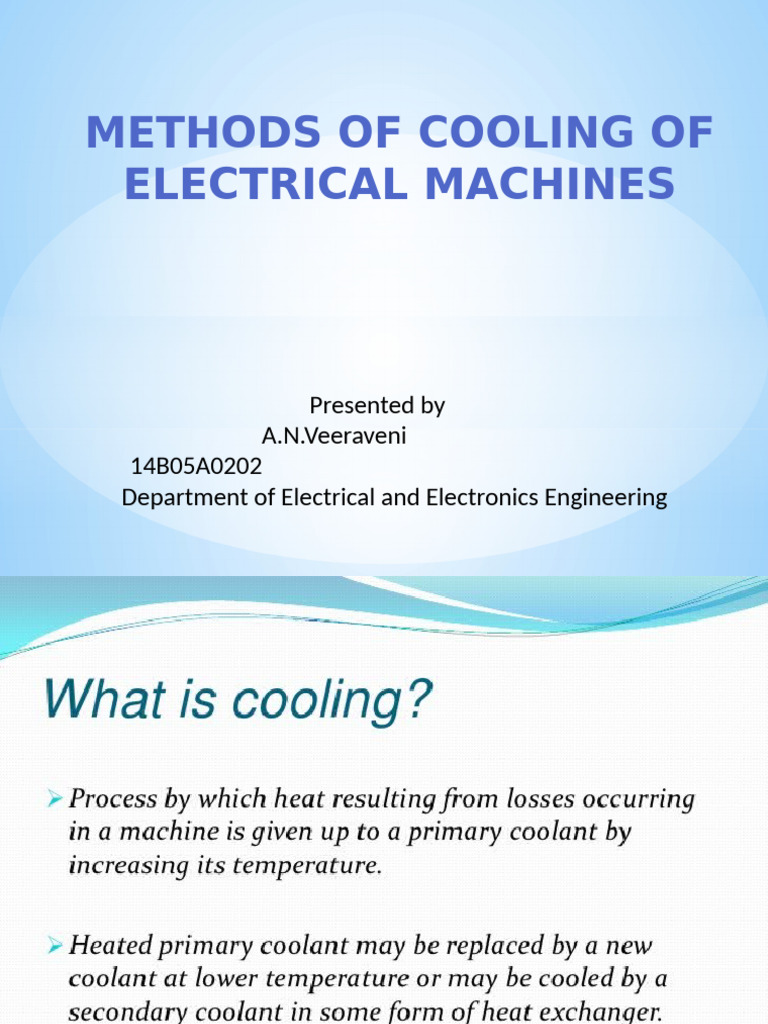 Cooling of Electrical Machines | PDF