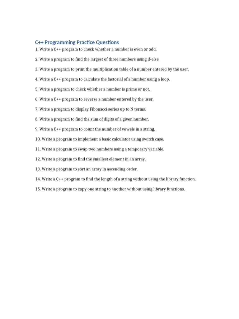 CPP Practice Questions | PDF