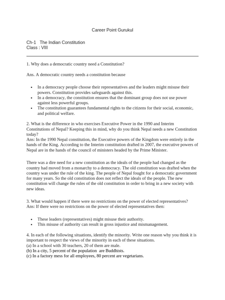 Ncert Class 8 ch-1 Civics | PDF | Constitution | Democracy