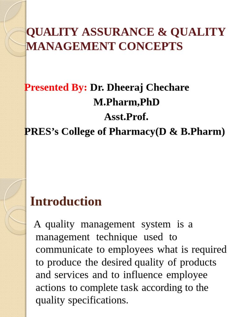 Quality Assurance and Management Concepts | PDF | Quality Assurance ...