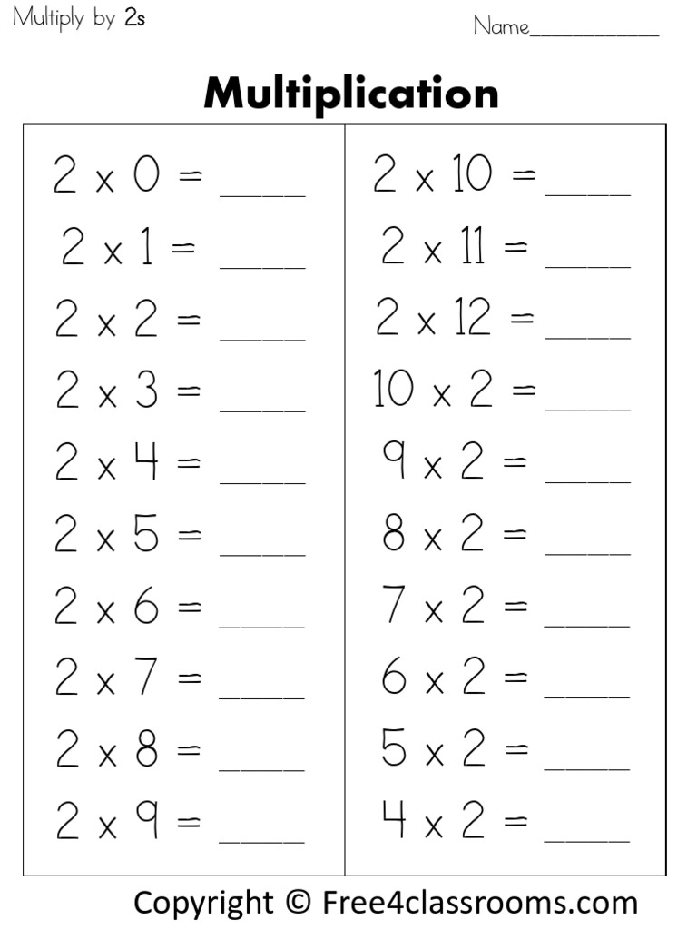 Multiply by 2s Vertical | PDF