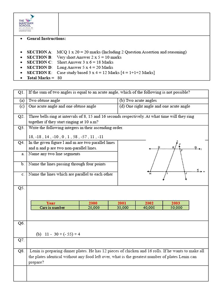 GR 6 Revision Mid Term 202425 | PDF | Numbers | Angle
