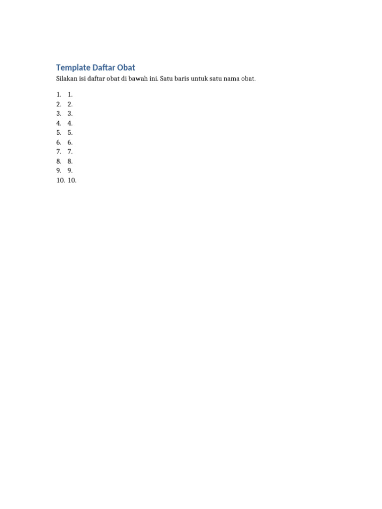 Template Daftar Obat | PDF