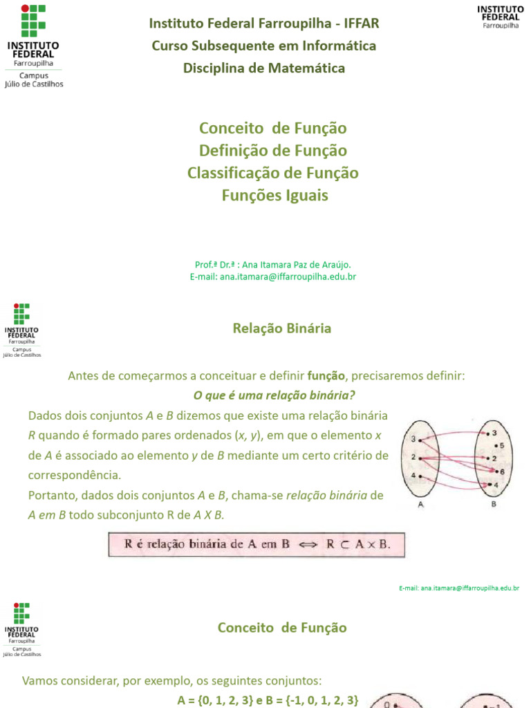 Conceito e Classificação de Funções Matemáticas | PDF | Função ...