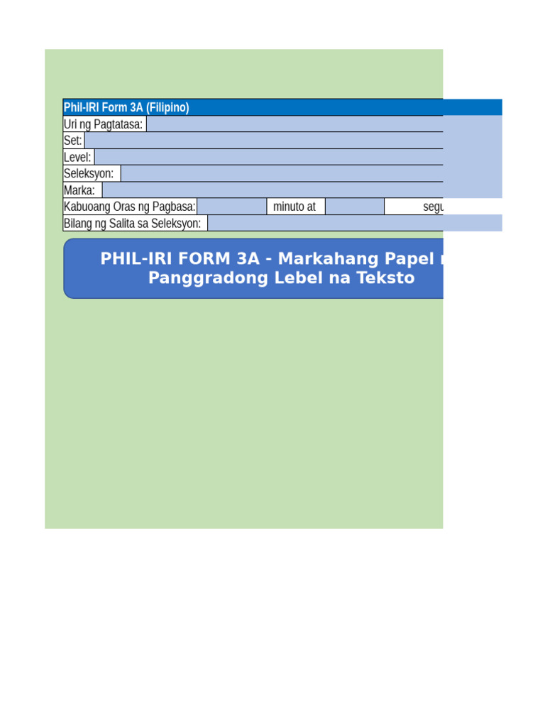 Phil-IRI Form 3A and 3B | PDF
