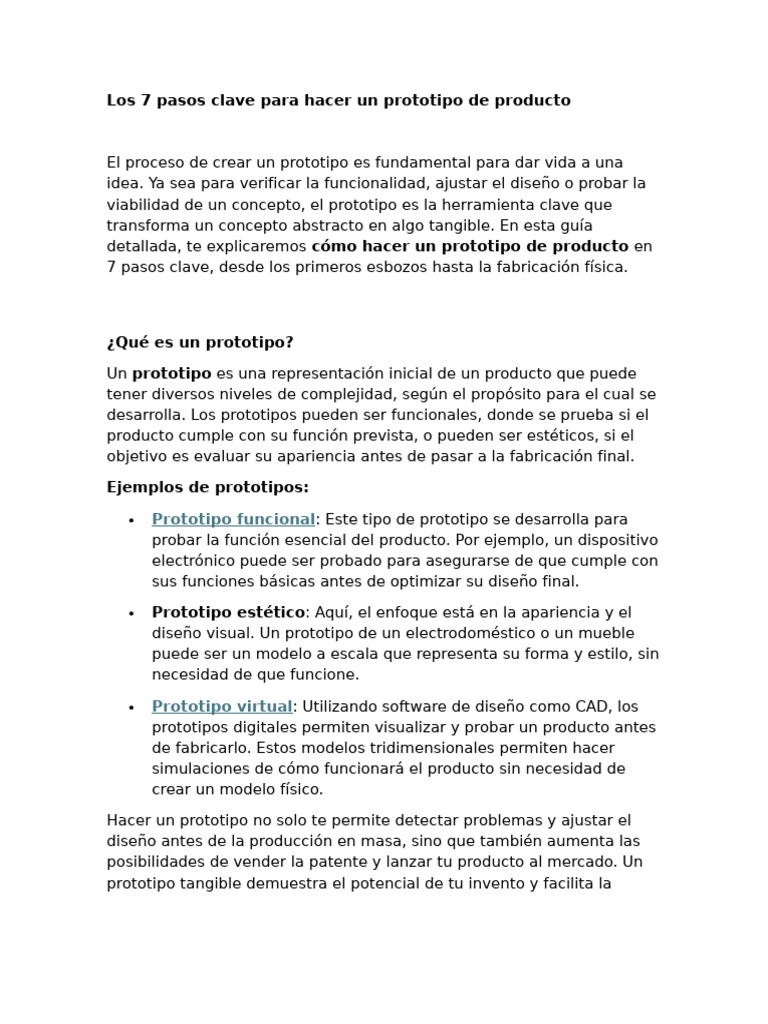 Los 7 Pasos Clave para Hacer Un Prototipo de Producto | PDF | Diseño ...