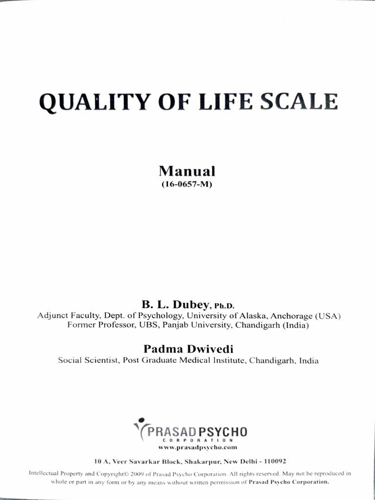Quality of Life Scale | PDF