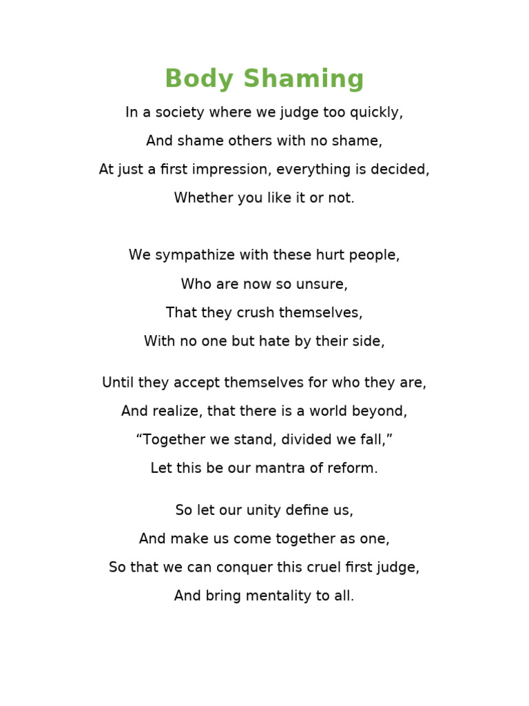 Ending Body Shaming Together | PDF