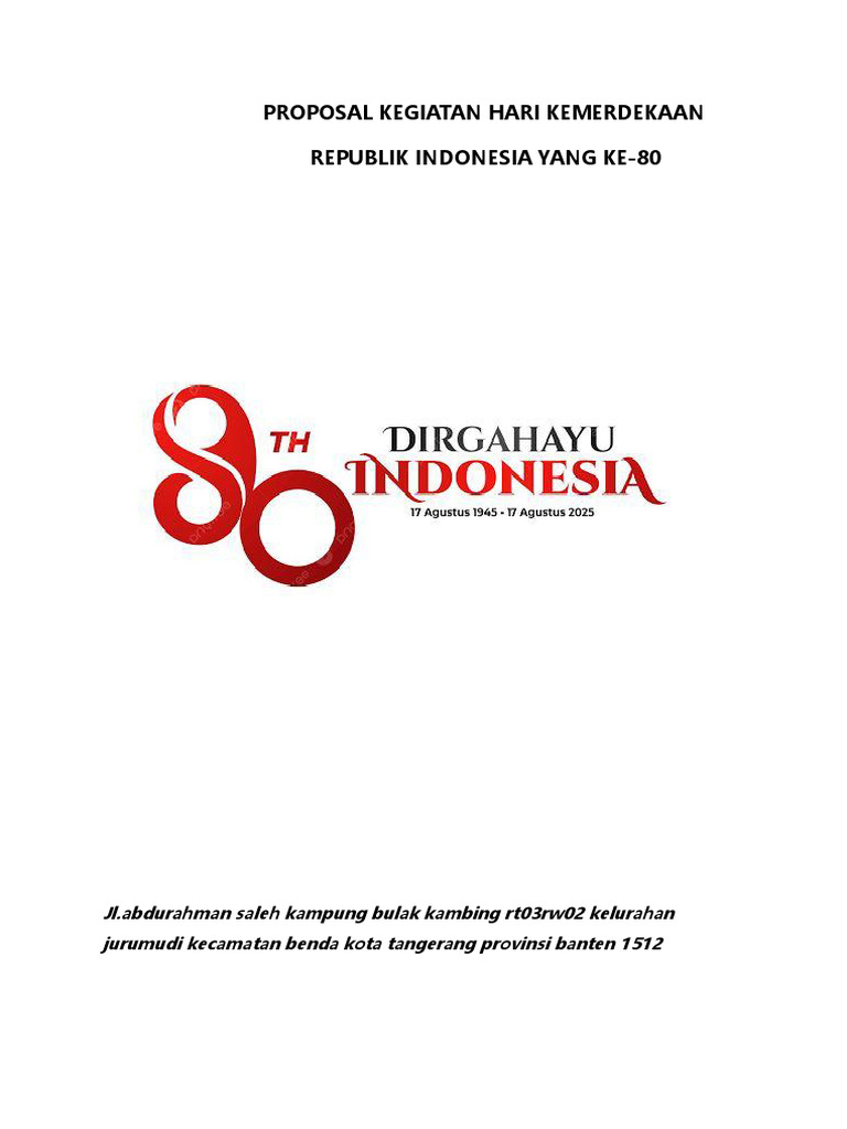 Proposal HUT RI ke-80: 17 Agustus 2025 | PDF