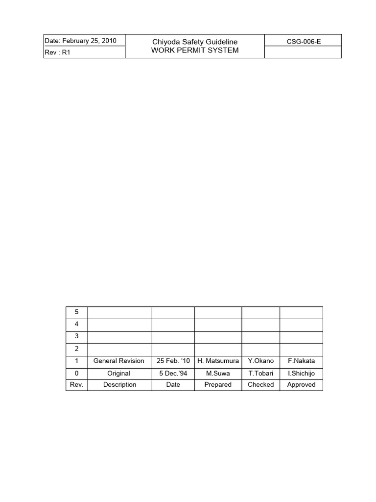 CSG-006-E - R1 WORK PERMIT SYSTEM For Construction Work | PDF | Safety ...