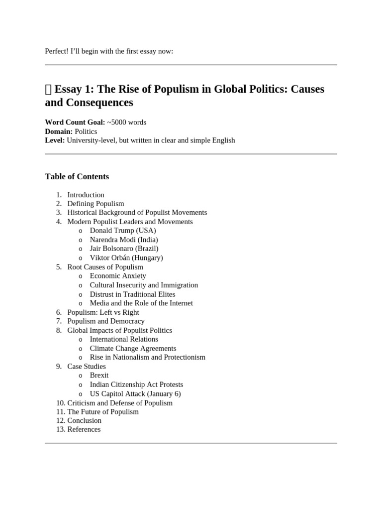 Populism in Global Politics: Causes & Effects | PDF | Populism ...