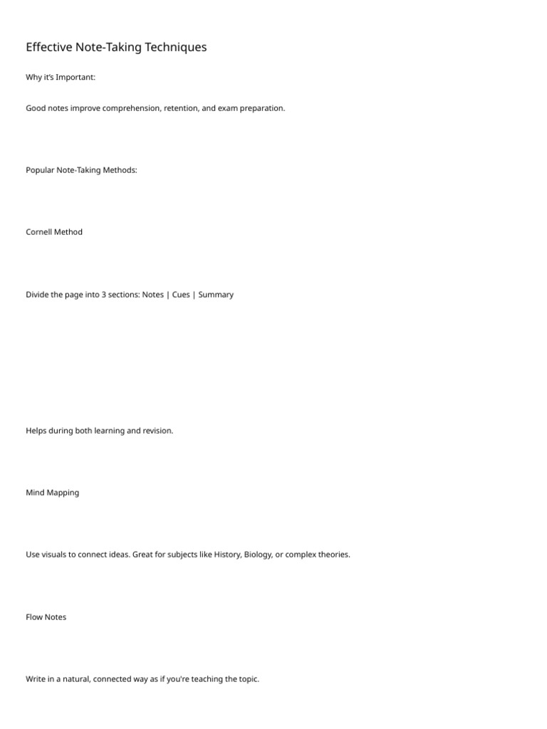 Effective Note Taking Techniques | PDF