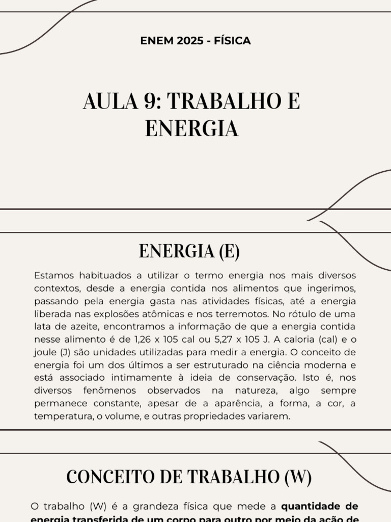 Trabalho e Energia na Física ENEM 2025 | PDF | Energia potencial ...