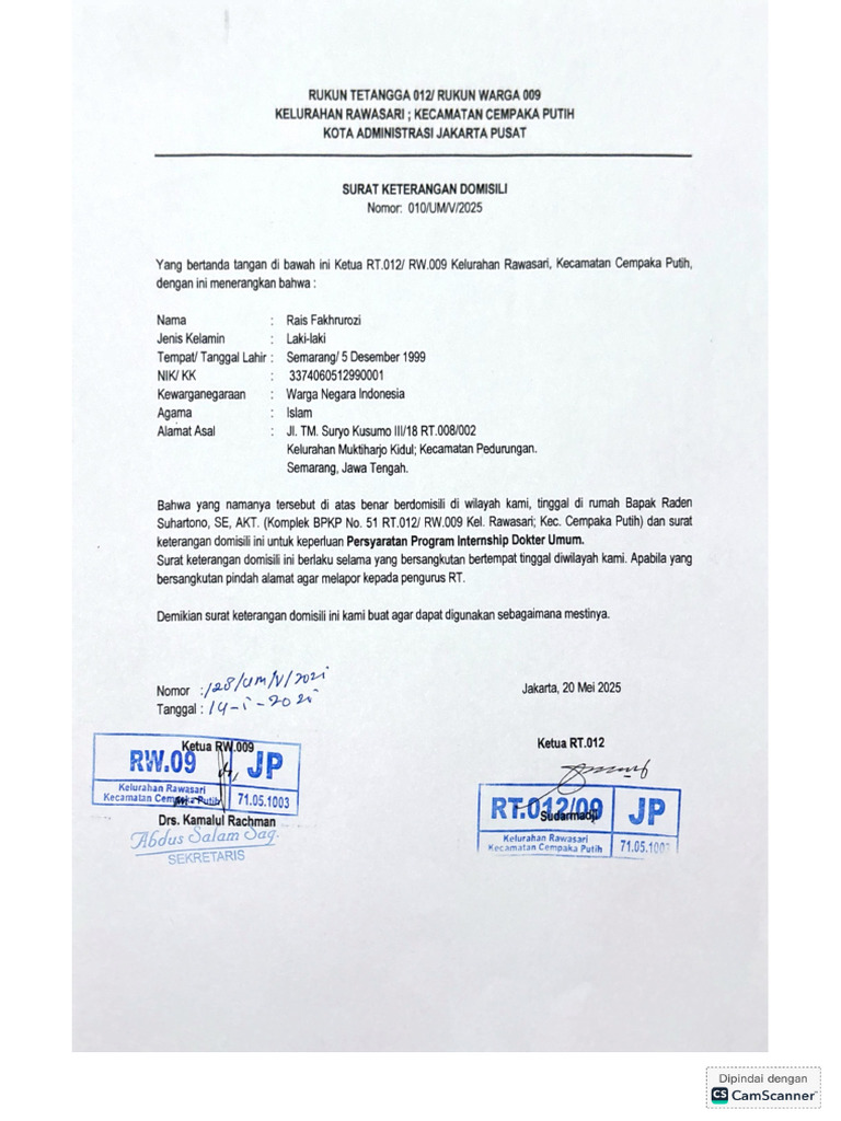 Surat Keterangan Domisili | PDF