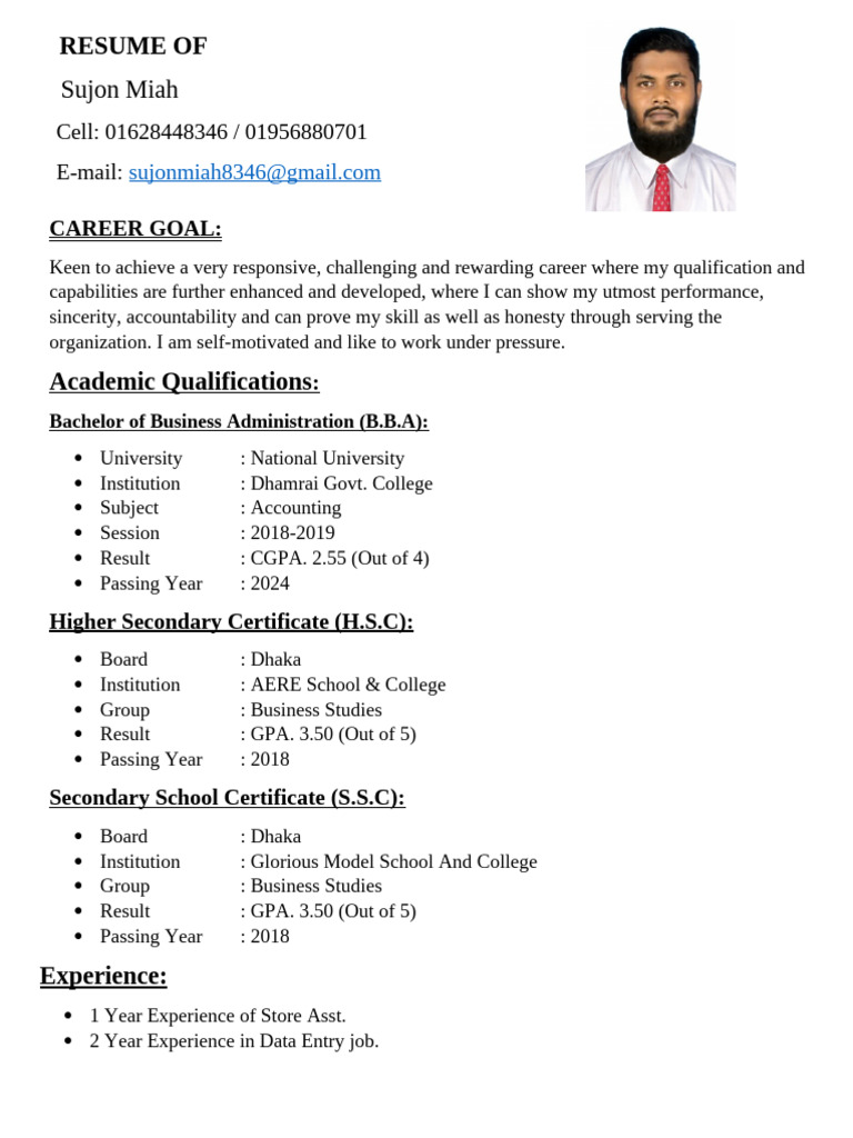CV Format BD | PDF