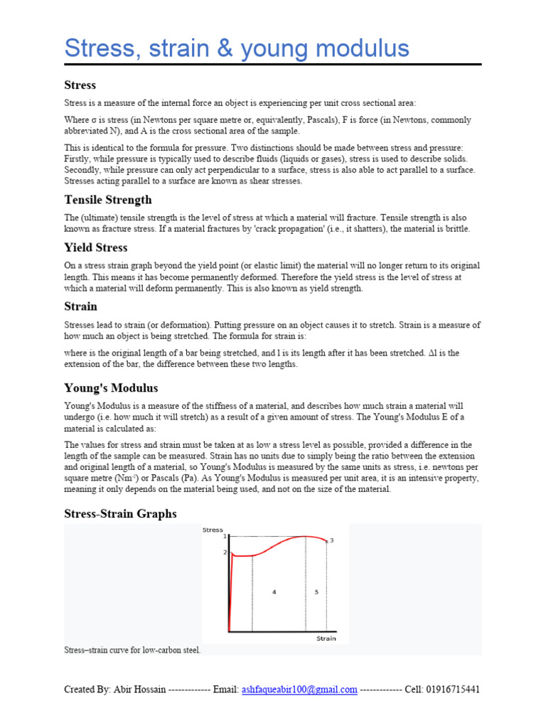 Stressstrain and Young Modulus As Physics | PDF | Deformation (Engineering) | Stress (Mechanics)