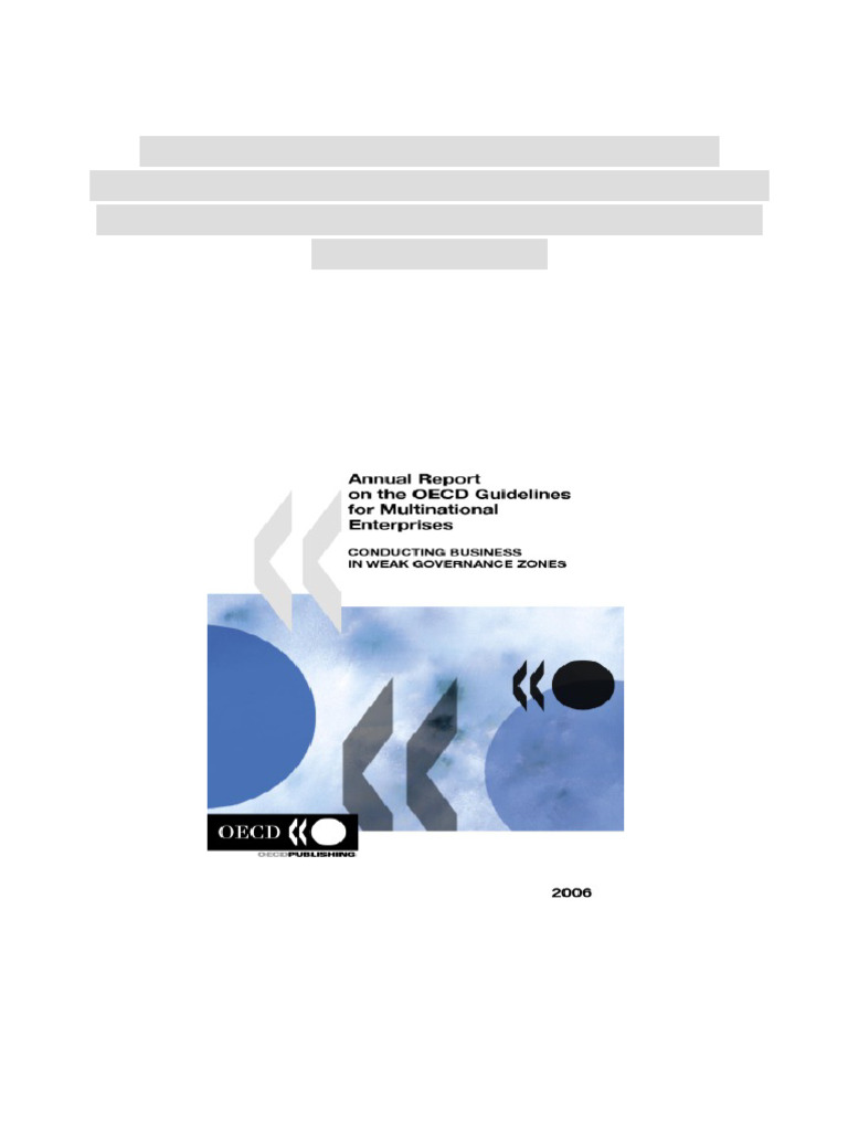 Annual Report On The OECD Guidelines For Multinational Enterprises 2006 ...