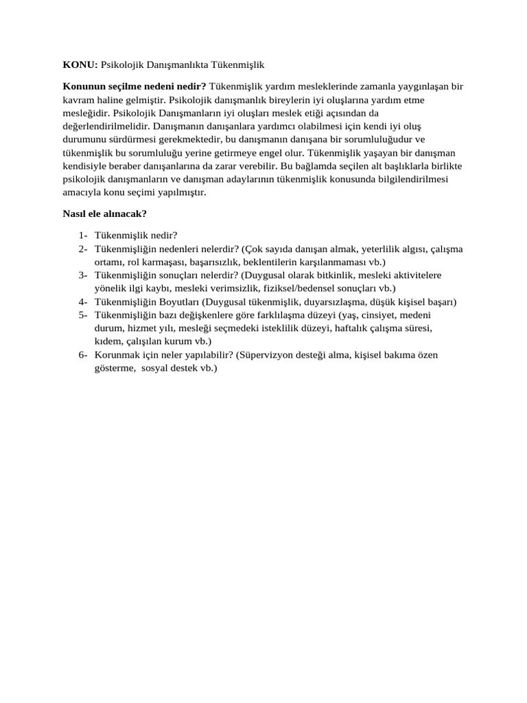 Psk. Dan. Tükenmişlik Durumları | PDF