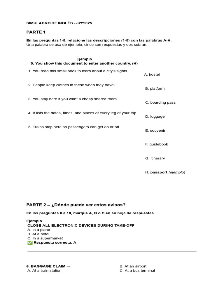Simulacro de Inglés J222025 | PDF | Galápagos Islands