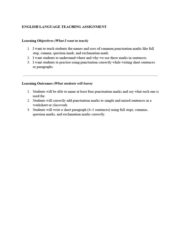 English Language Teaching Assignment: (What I Want To Teach) | PDF