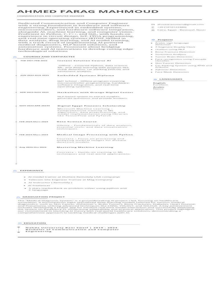 Ahmed Farag Cv1 Updated | PDF | Artificial Intelligence | Intelligence (AI) & Semantics