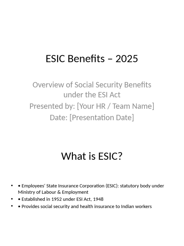 ESIC Benefits 2025 Official | PDF | Social Security | Social Policy