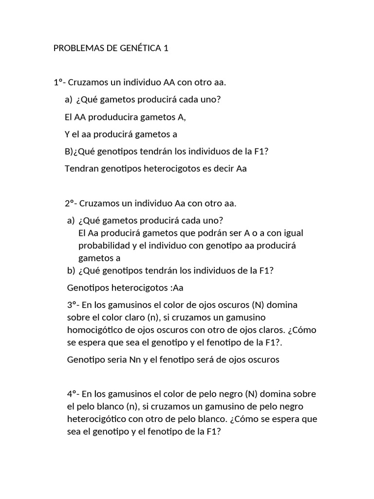 Problemas de Genética: Cruzamientos y Resultados | PDF | Dominancia ...
