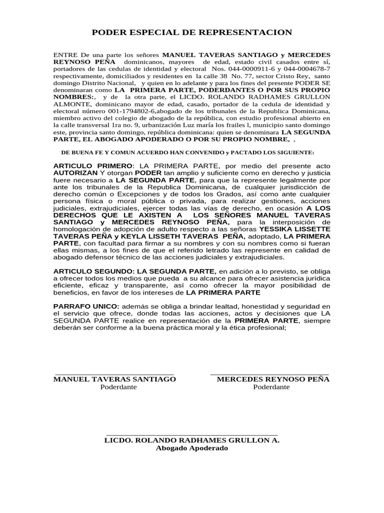 Poder de Adopcion | PDF | República Dominicana | Justicia