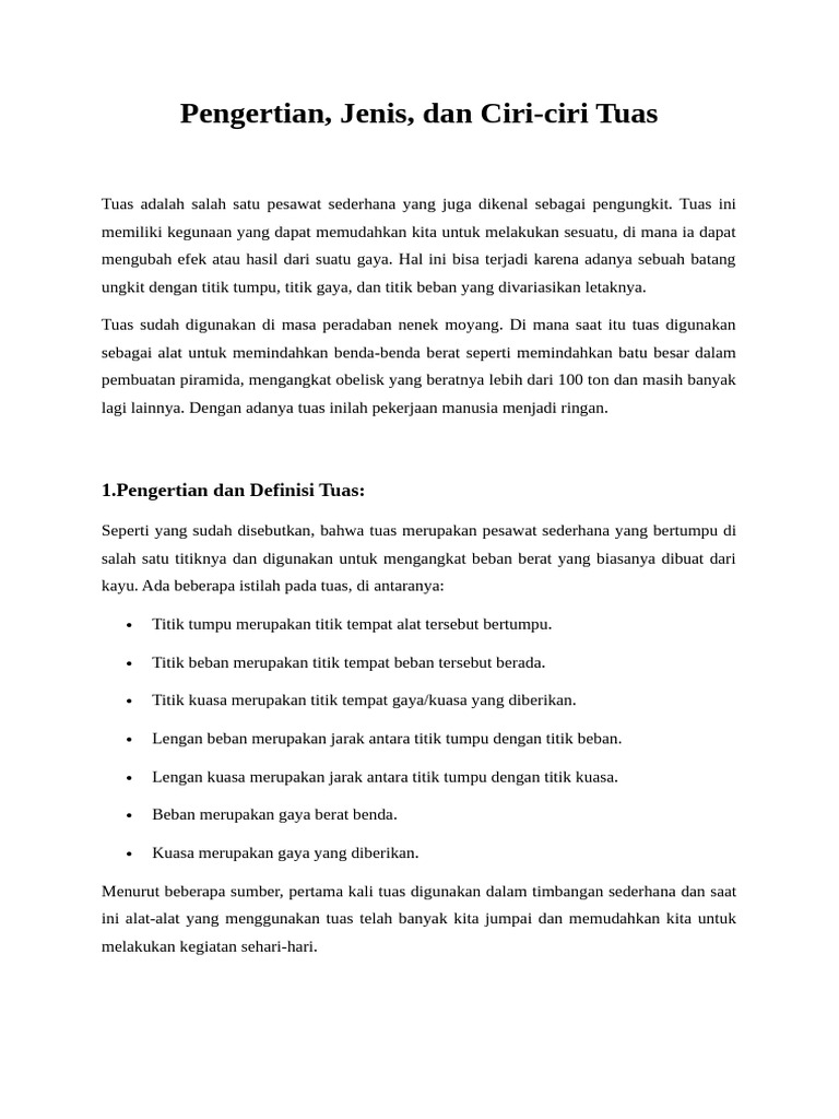 Pengertian dan Jenis-Jenis Tuas | PDF
