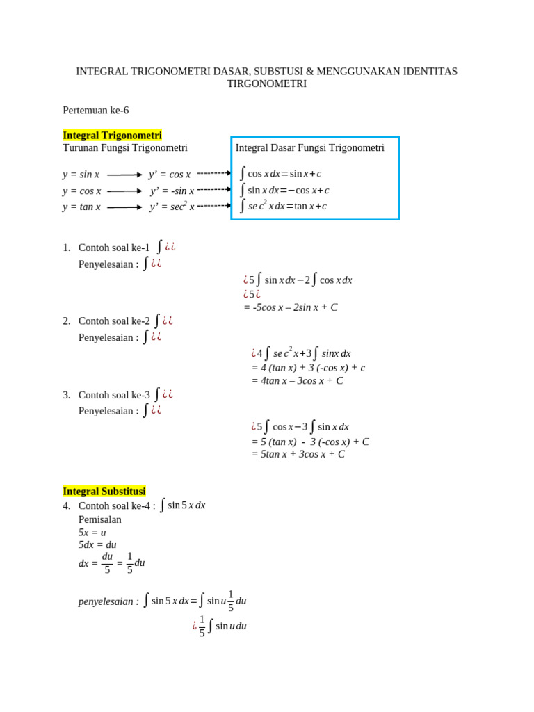 Integral Trigonometri Dasar | PDF