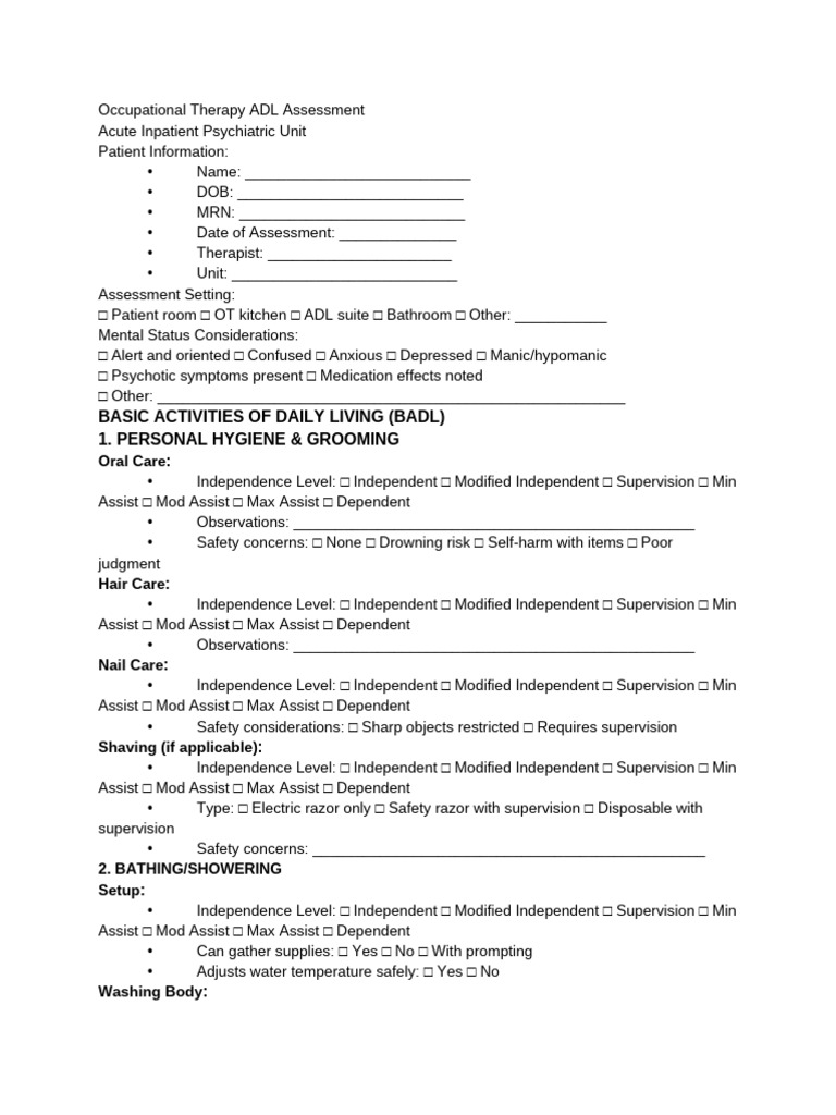 Psych ADL - IADL Assessment | PDF | Urinary Incontinence | Human ...