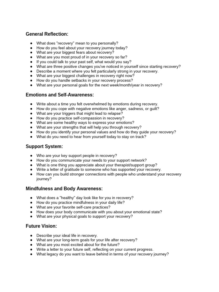 Recovery Journal Prompts for Healing | PDF | Emotions | Cognition