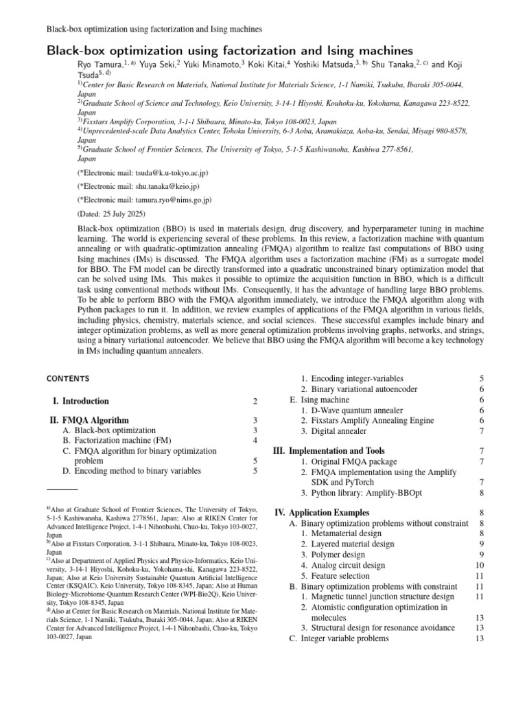 Black-Box Optimization Using Factorization and Ising Machines | PDF | Mathematical Optimization ...