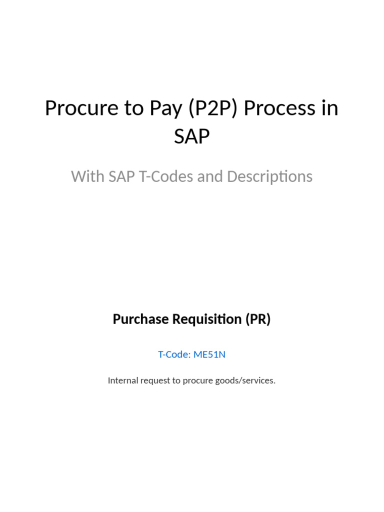P2P Process Flow SAP | PDF