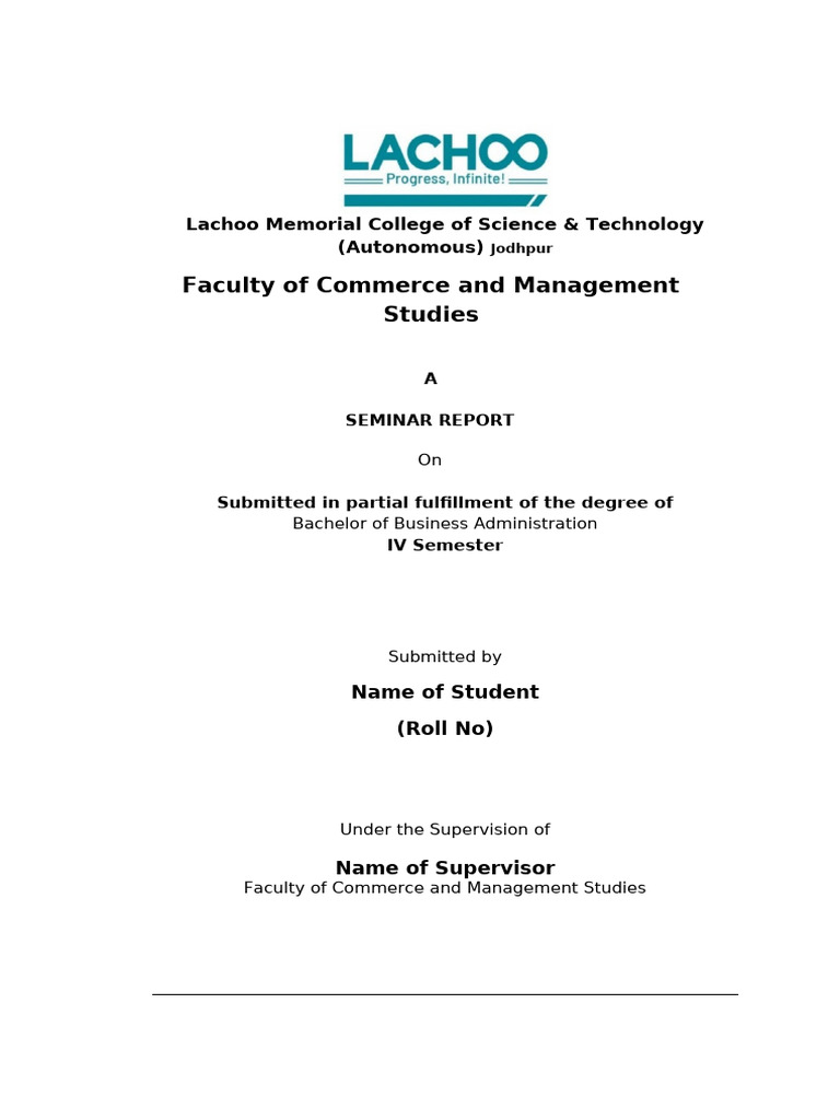 Final Seminar Report Format With Cover & Certificate | PDF