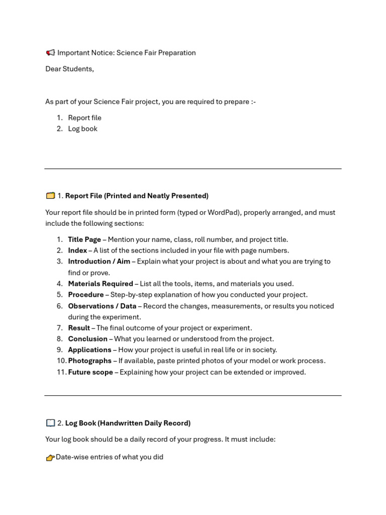Science Fair Project Preparation Guide | PDF