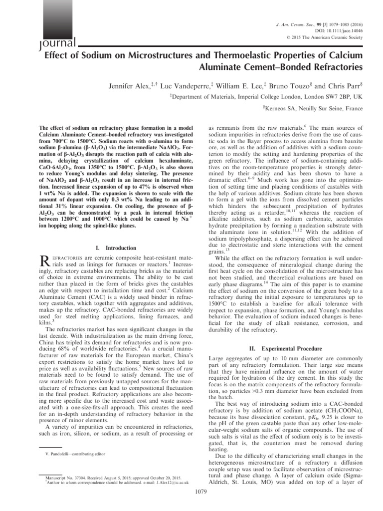 Effect of Sodium On CAC Based Material | PDF | Refractory | Aluminium Oxide