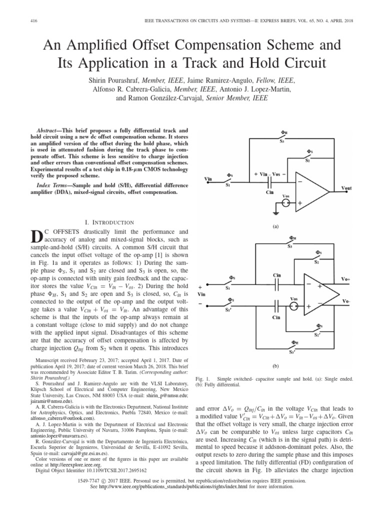 An Amplified Offset Compensation Scheme and Its Application in A Track and Hold Circuit | PDF ...