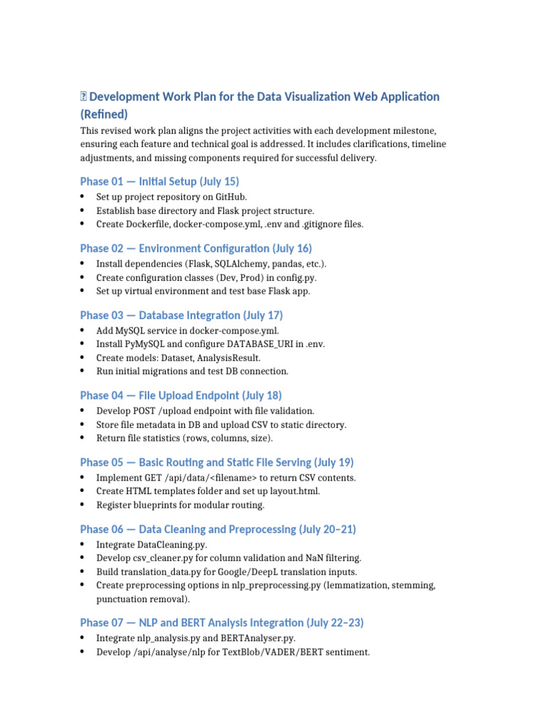 Refined Work Plan DataViz | PDF | Databases | Comma Separated Values