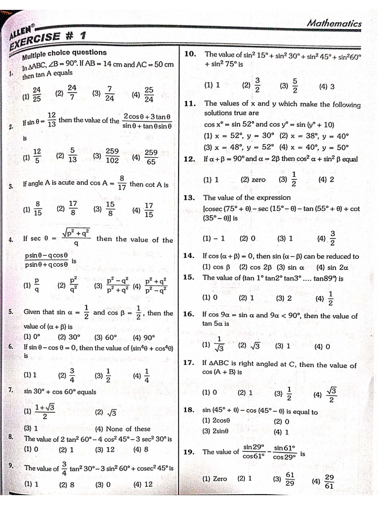 Allen Trigonometry Cl-9 | PDF