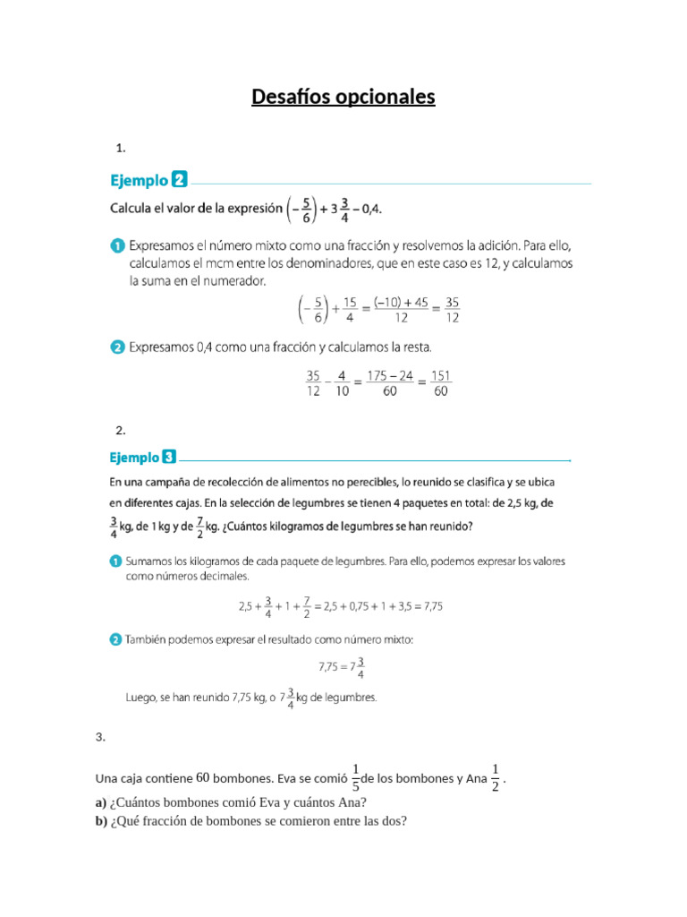 Desafíos Opcionales 8º | PDF