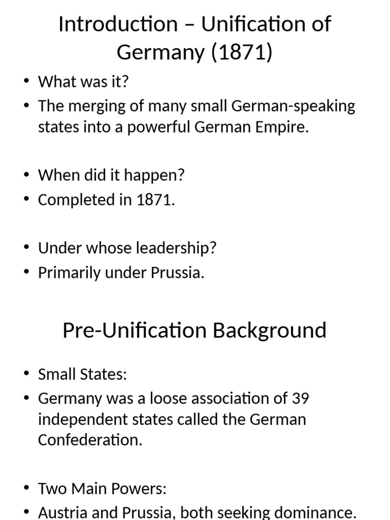 Unification of Germany: 1866-1871 Overview | PDF