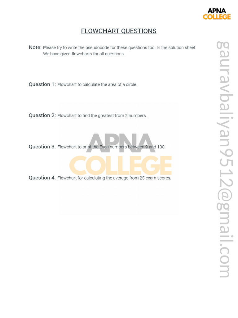 Flowchart Question File | PDF