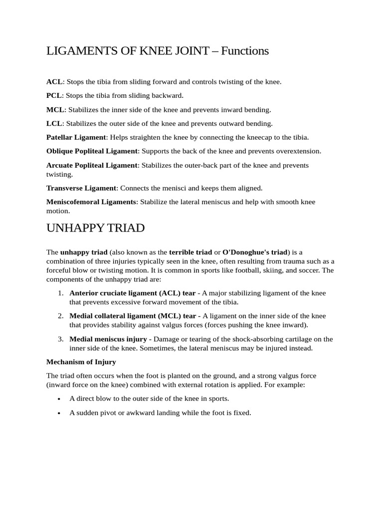 Ligaments of Knee Joint | PDF