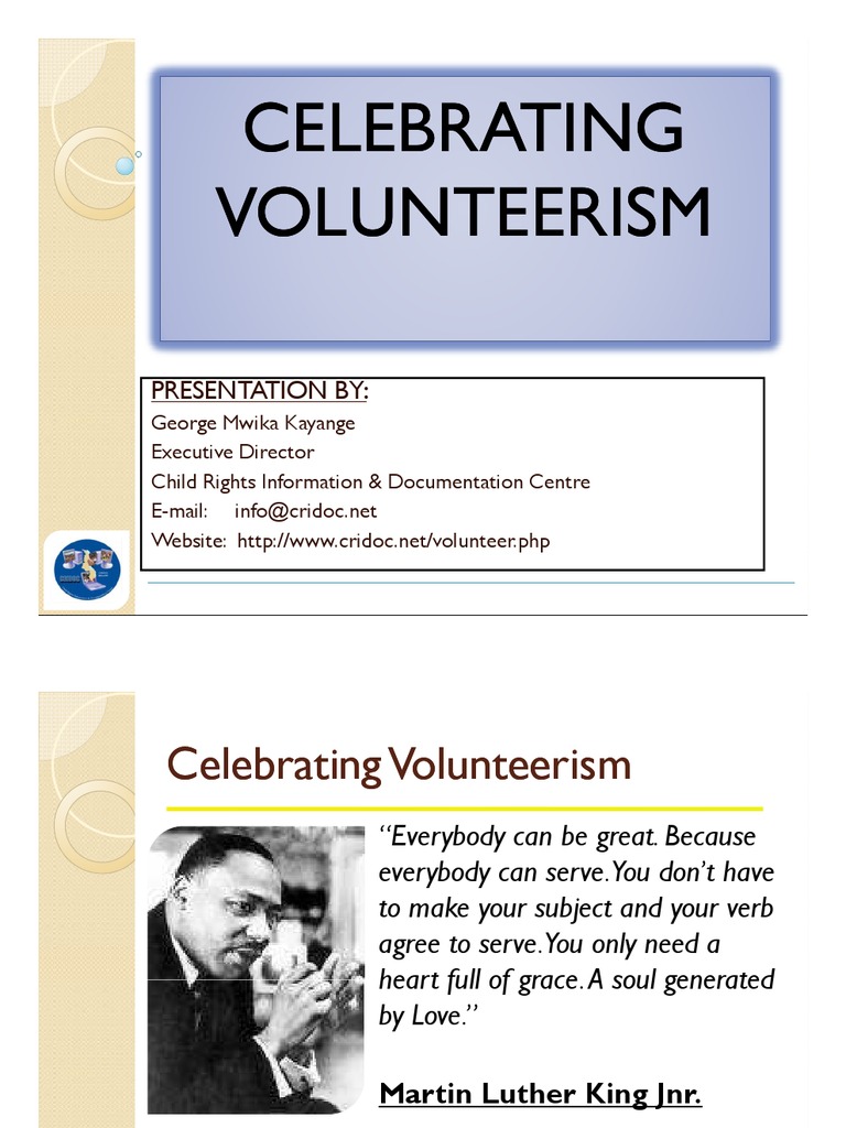 Volunteering Presentation | Volunteering | Employment
