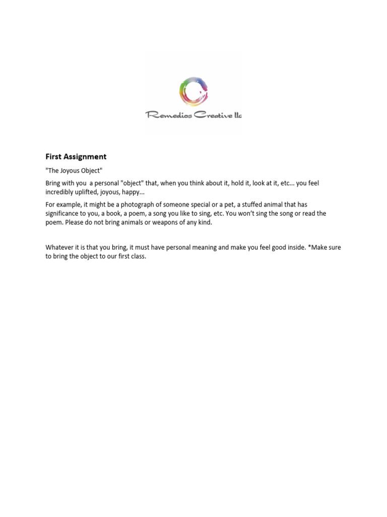 First Class Joyous Object Assignment | PDF