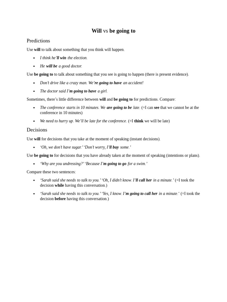 Will vs Be Going To: Future Forms Explained | PDF | Language Families ...