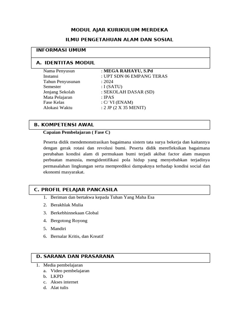 Modul Ajar Kurikulum Merdeka Supervisi | PDF