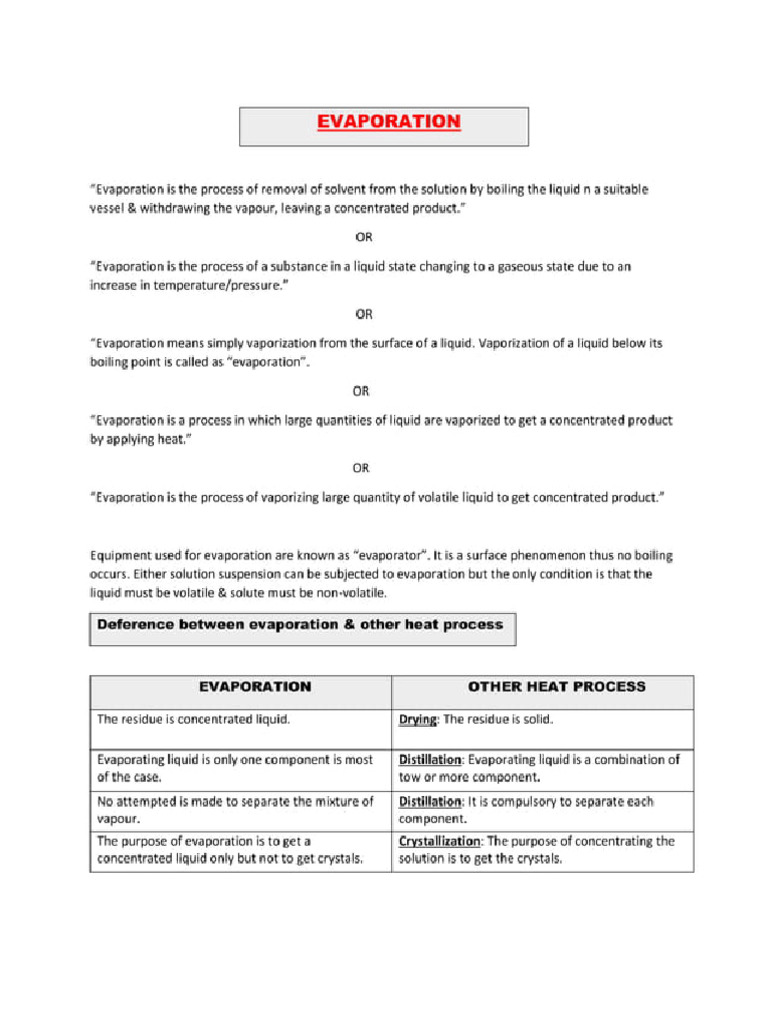 Unit 2 Evaporation Notes | PDF